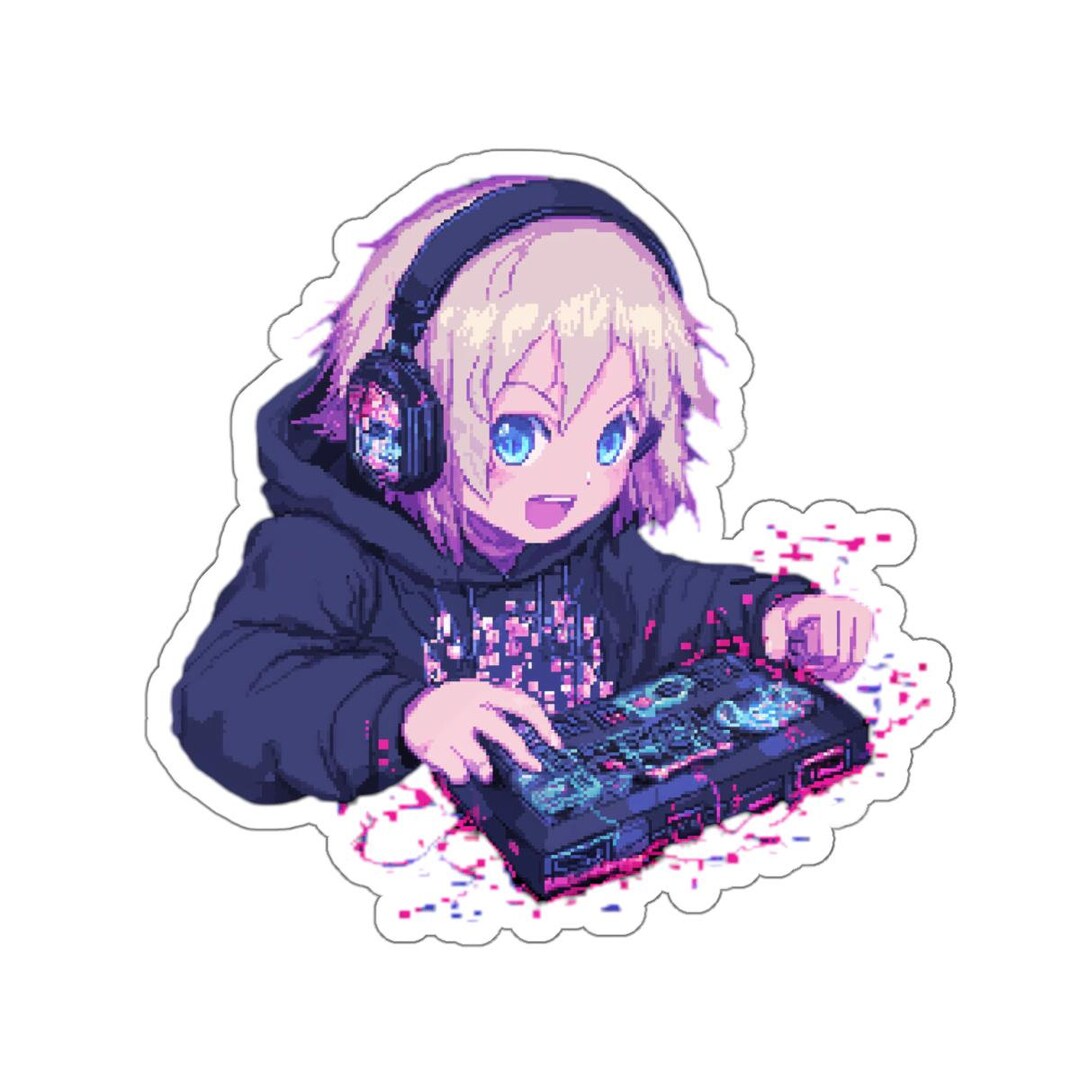 Anime Pixel Art Kiss-cut Stickers Japanese Gamer Girl, 8bit Anime ...