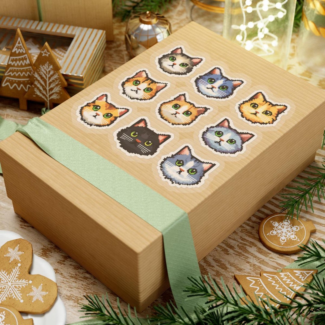 Pixel Cat Kiss-cut Stickers, Cute Cat Lover Gift, 8bit Pixel Art Decals ...
