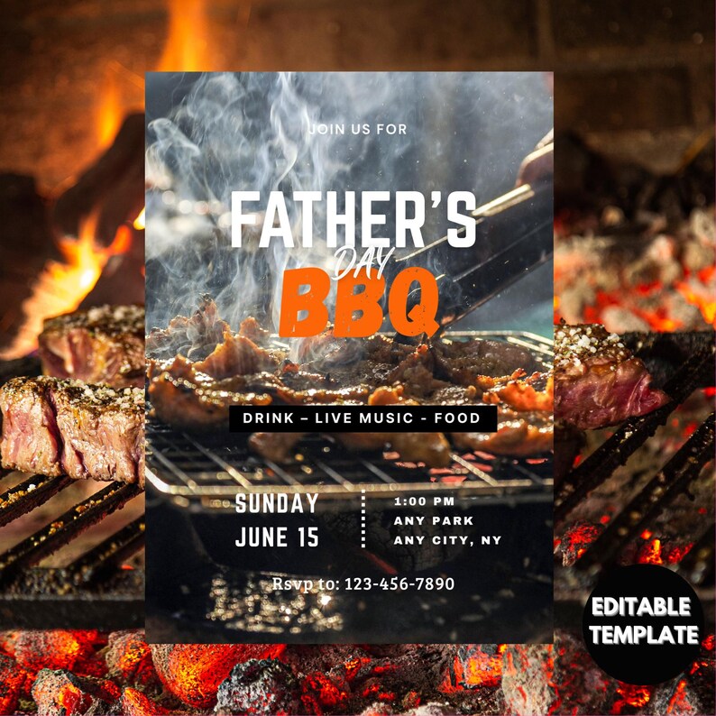 Father's Day BBQ Invitation, Backyard BBQ, Father's Day Weekend, Summer ...