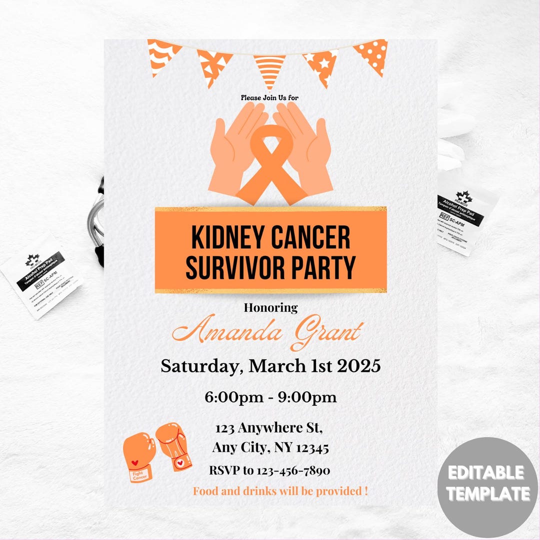 Interchangeable Kidney Cancer Survivor Party Invitation, Benefit Event ...