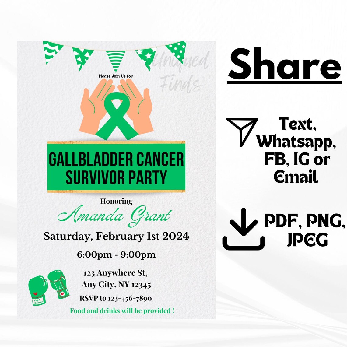 Interchangeable Gallbladder Cancer Survivor Party Invitation, Benefit ...