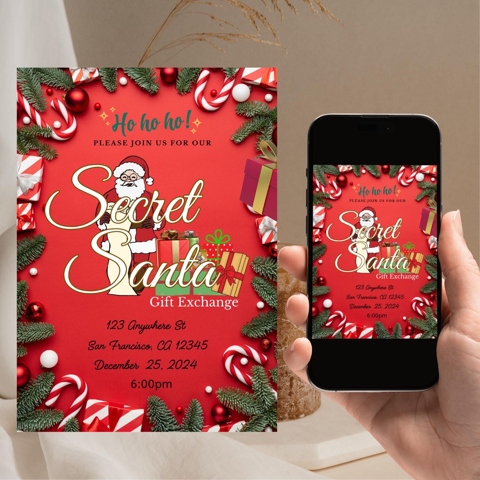 Secret Santa Gift Exchange Invitation, Christmas Gift Party, Work ...