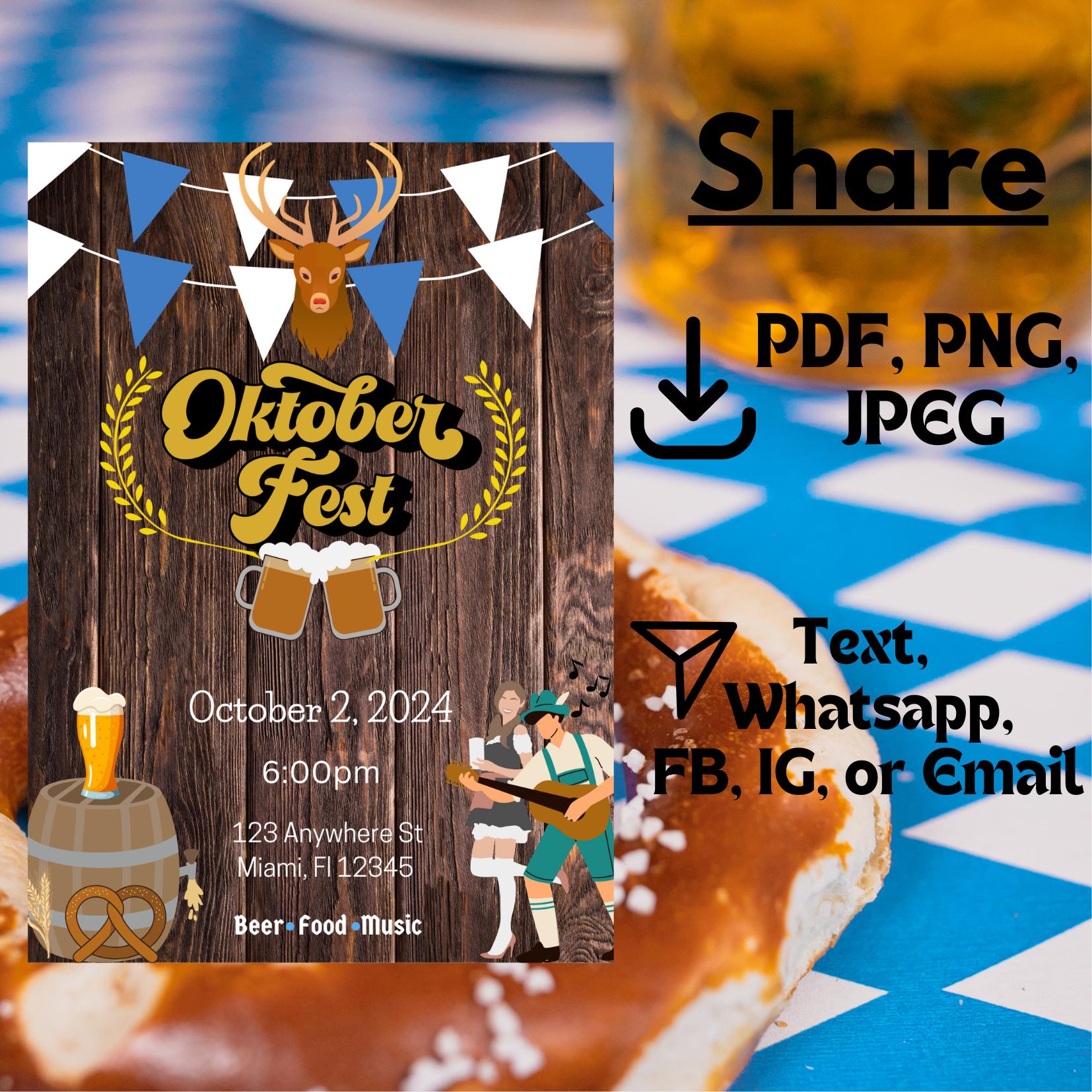 Festive Oktoberfest Invitation, Custom German Festival Party, Autumn ...
