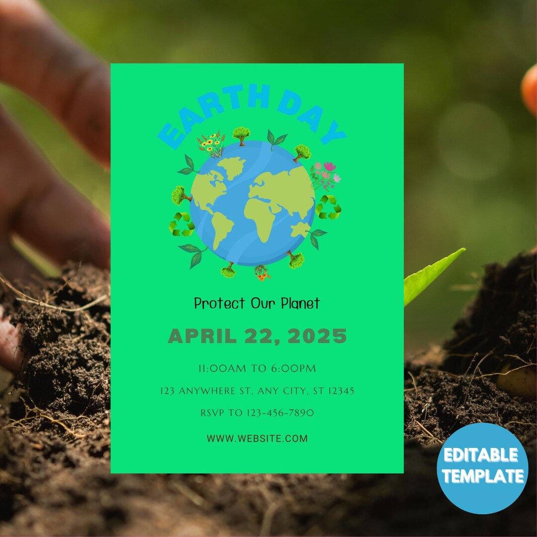Planet Earth Day Invitation, Eco Friendly Environment, Recycle, Save ...
