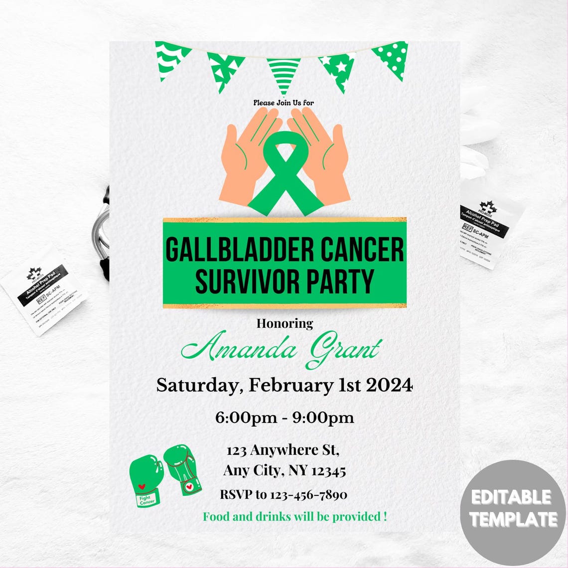 Interchangeable Gallbladder Cancer Survivor Party Invitation, Benefit ...