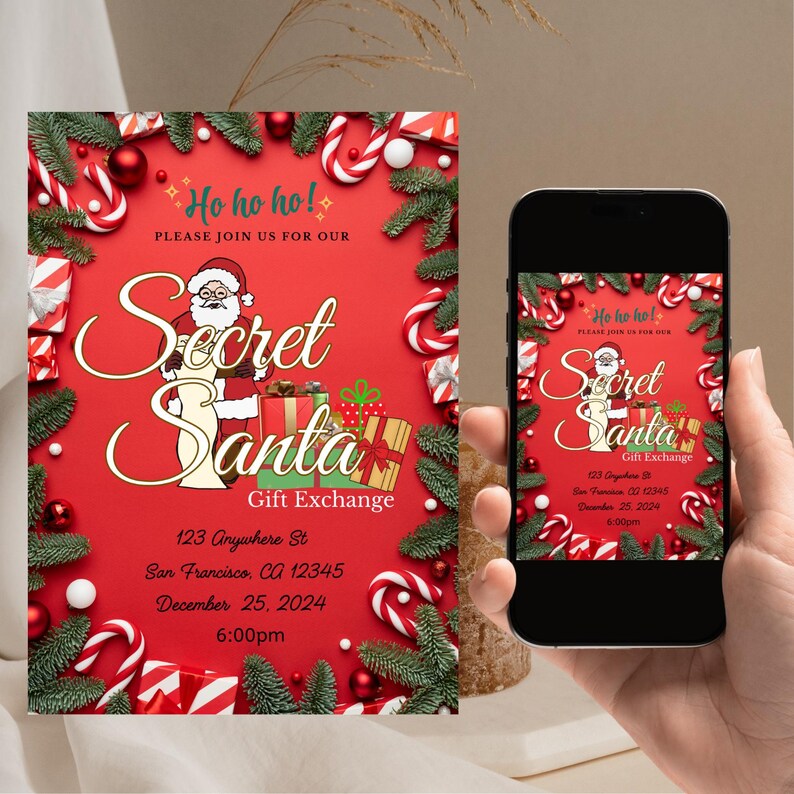Secret Santa Gift Exchange Invitation, Christmas Gift Party, Work ...