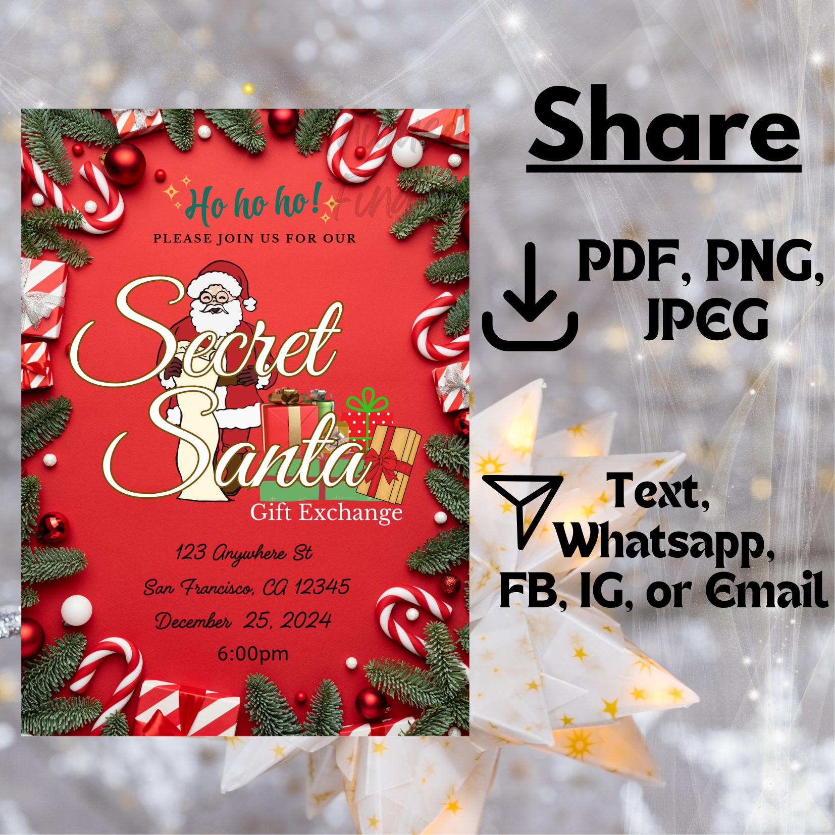 Secret Santa Gift Exchange Invitation, Christmas Gift Party, Work ...