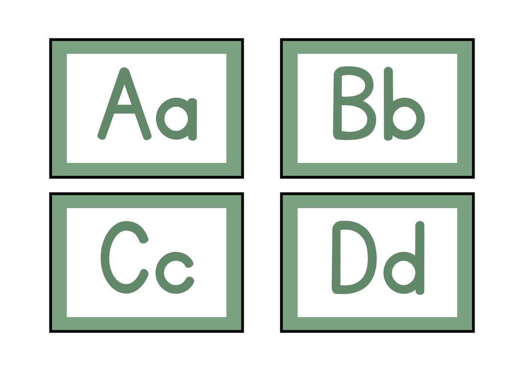 Alphabet Flash Cards Green - Etsy