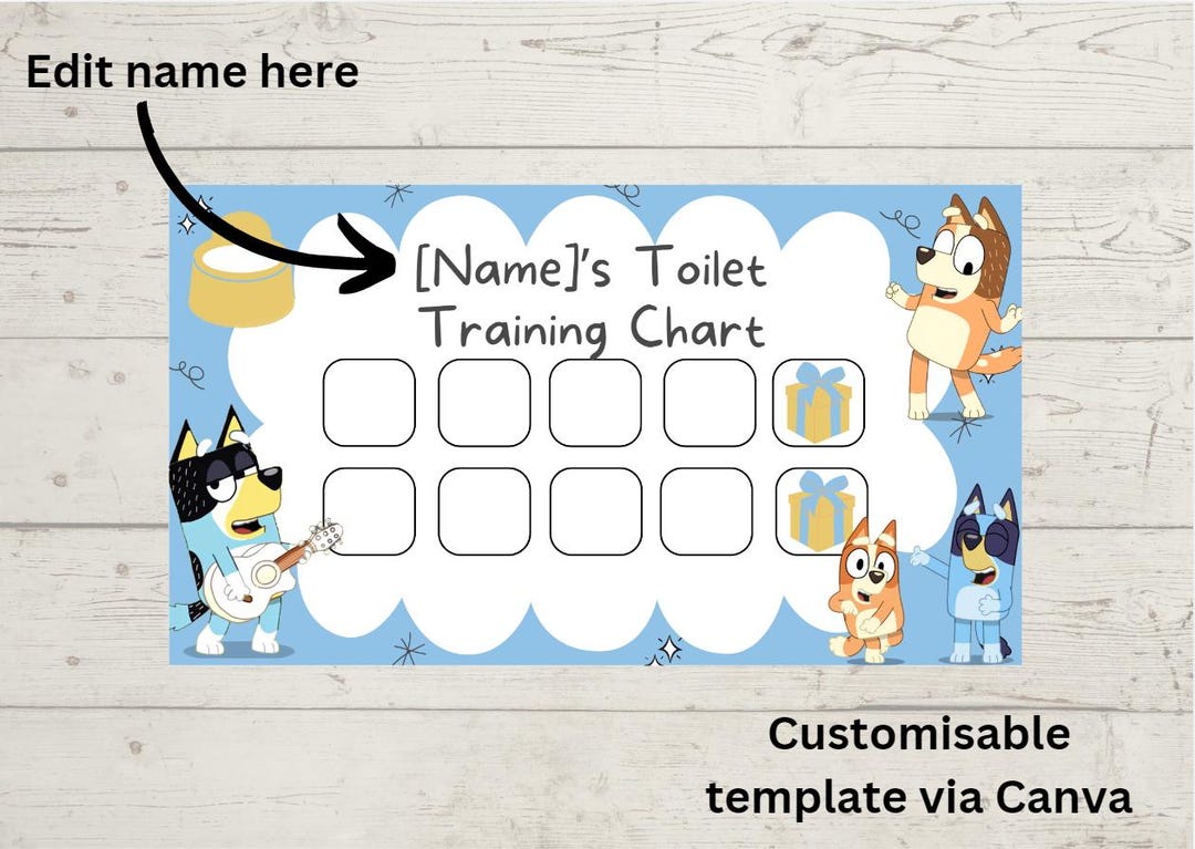 Customizable Printable Bluey Toilet Training Chart | Toilet Training ...