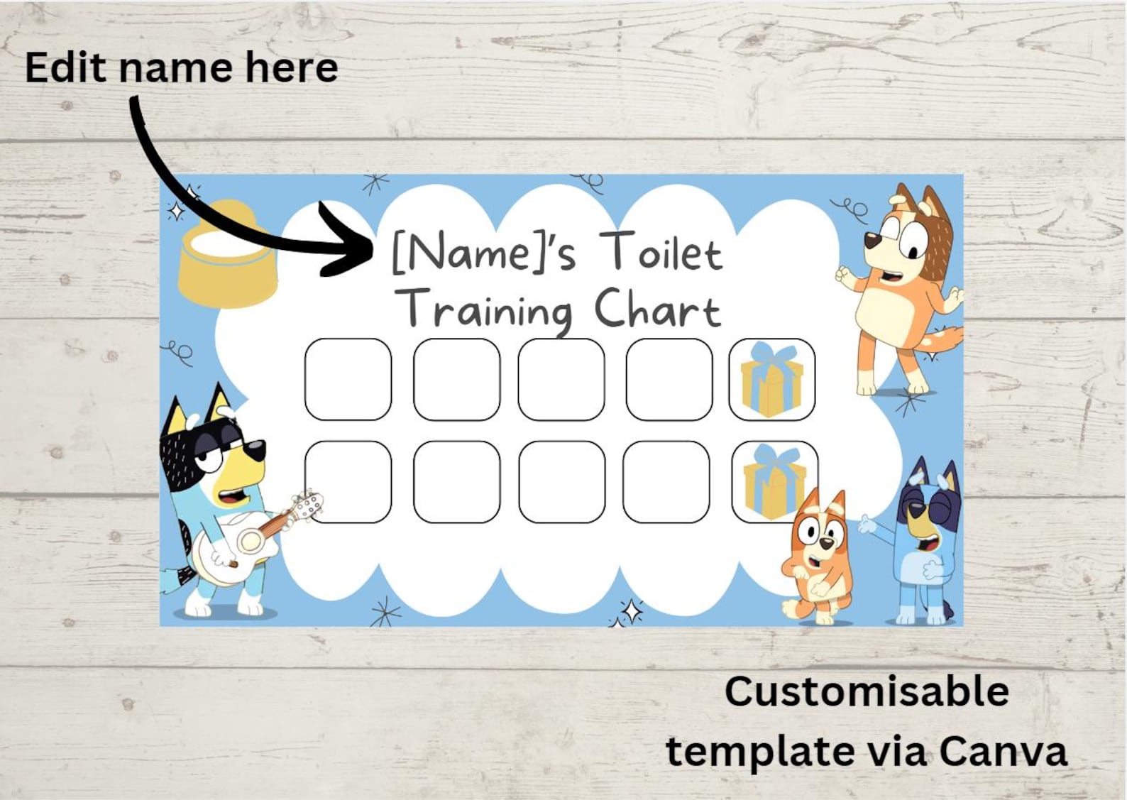 Customizable Printable Bluey Toilet Training Chart | Toilet Training ...