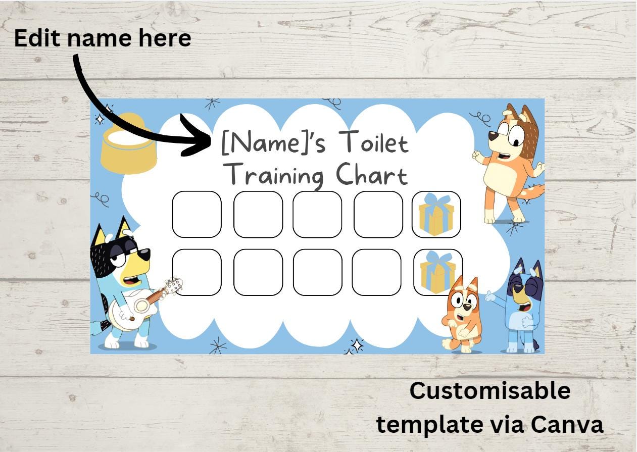Customizable Printable Bluey Toilet Training Chart | Toilet Training ...