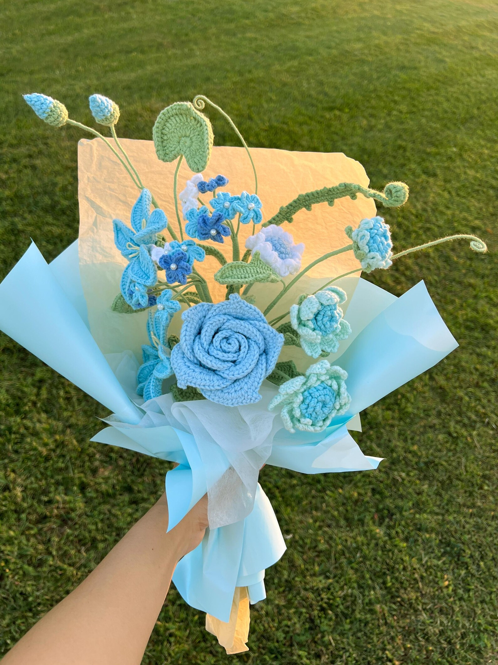 Forever Rose Bouquet. Finished Crochet Mixed Flowers Bouquet ...