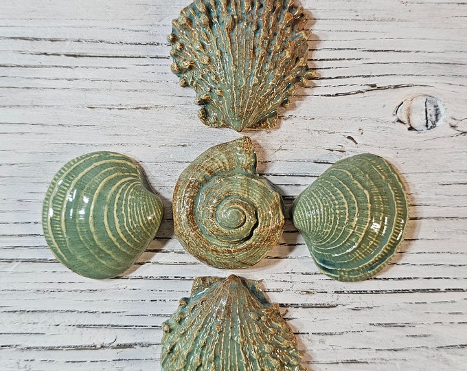 Mosaic Tile Seashell Set, 5 Pieces, Handmade, Accent Pieces Coastal - Etsy