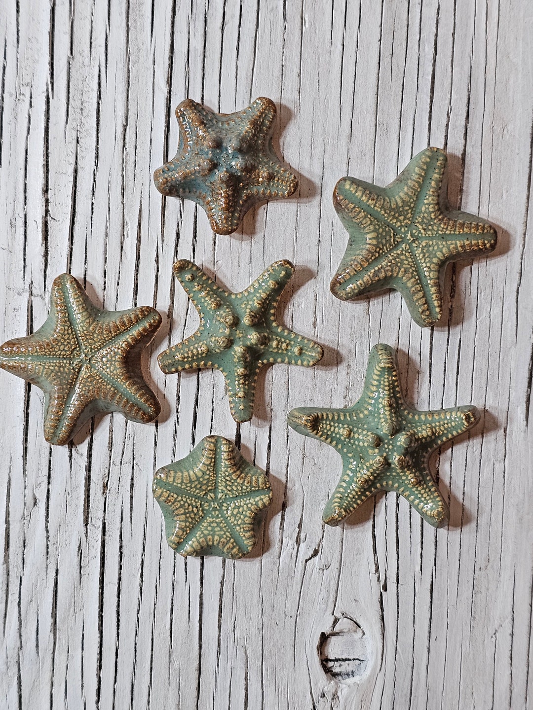 Starfish Ceramic Tile Set Sea Green Assorted Sizes Handmade Artistic - Etsy