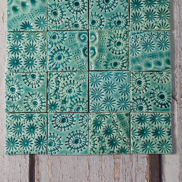 Green 1 Inch Square Bathroom Tiles - Etsy
