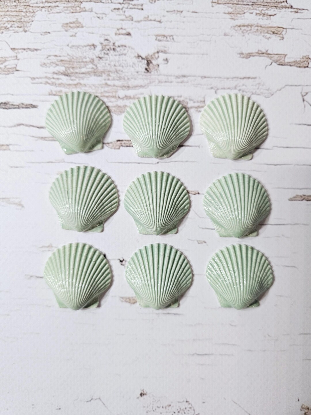 Mosaic Tile Set Seashells Seafoam Green 9 Pieces Mermaid Decor Beachy ...