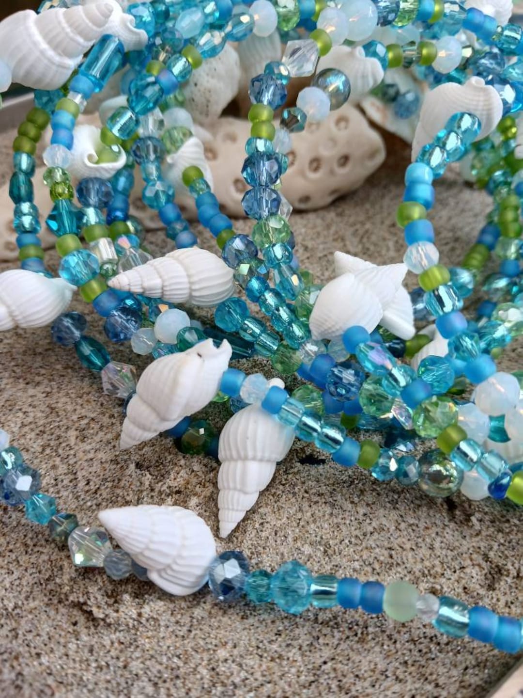 Seashell Crystal Bead Garland, Beachy Home Decor, Mermaid, Coastal ...