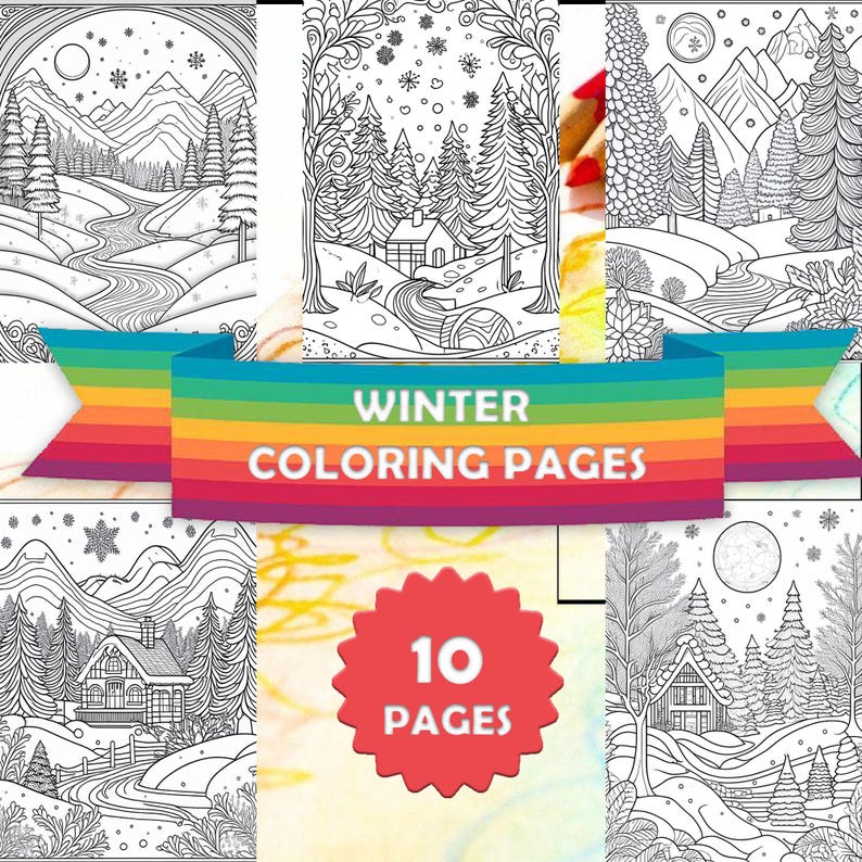 10 Winter Coloring Pages for Kids and Adults, Coloring Pages, Winter ...