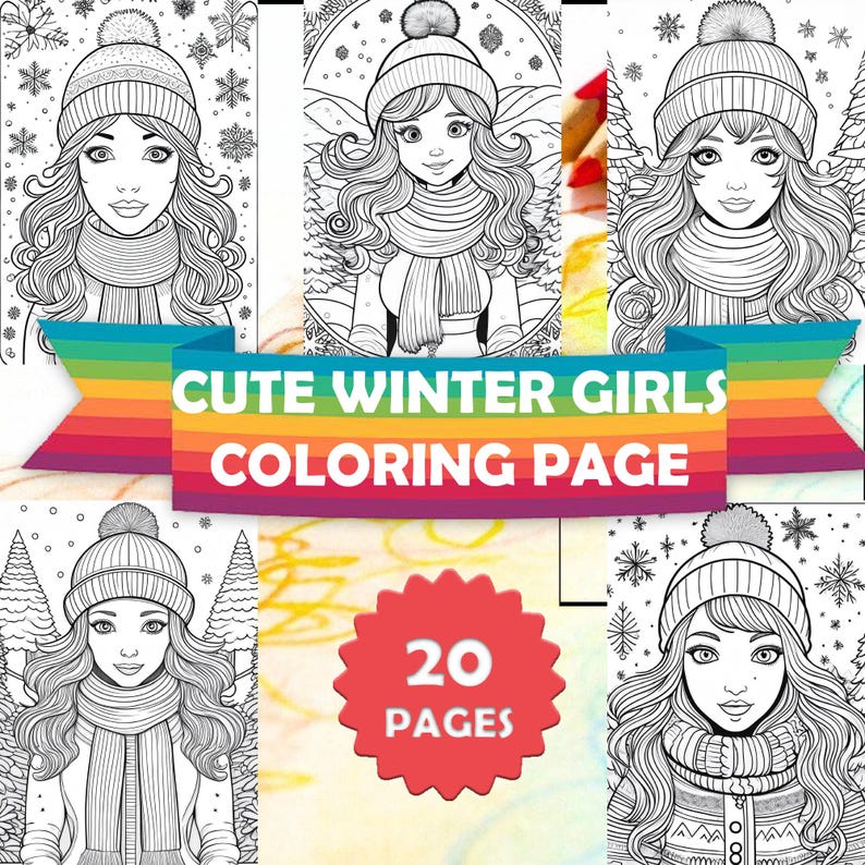 20 Cute Winter Girls Coloring Pages, Coloring for Girls, Activity for ...