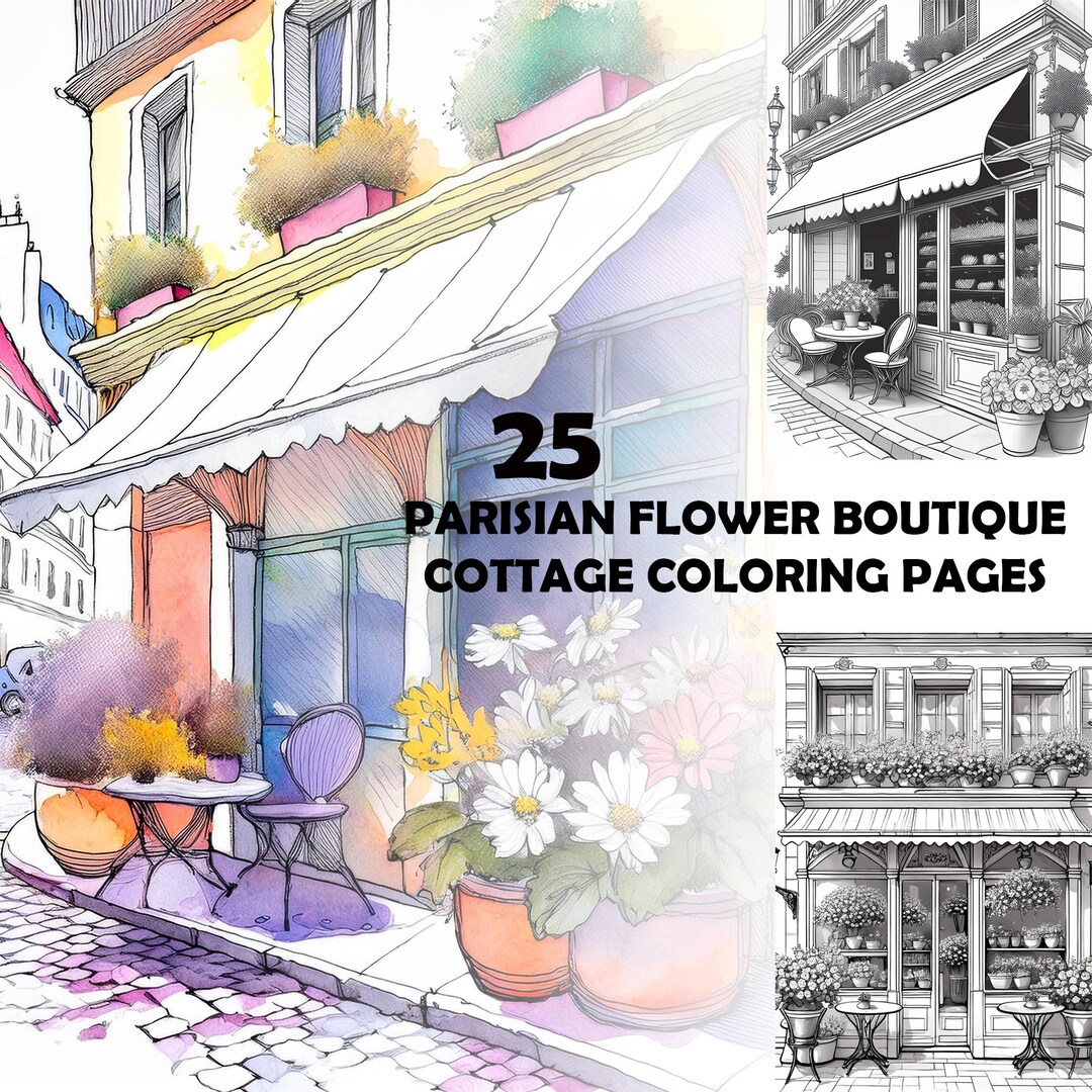 25 Parisian Flower Boutique Coloring Pages, Colorging Pages for Adult ...