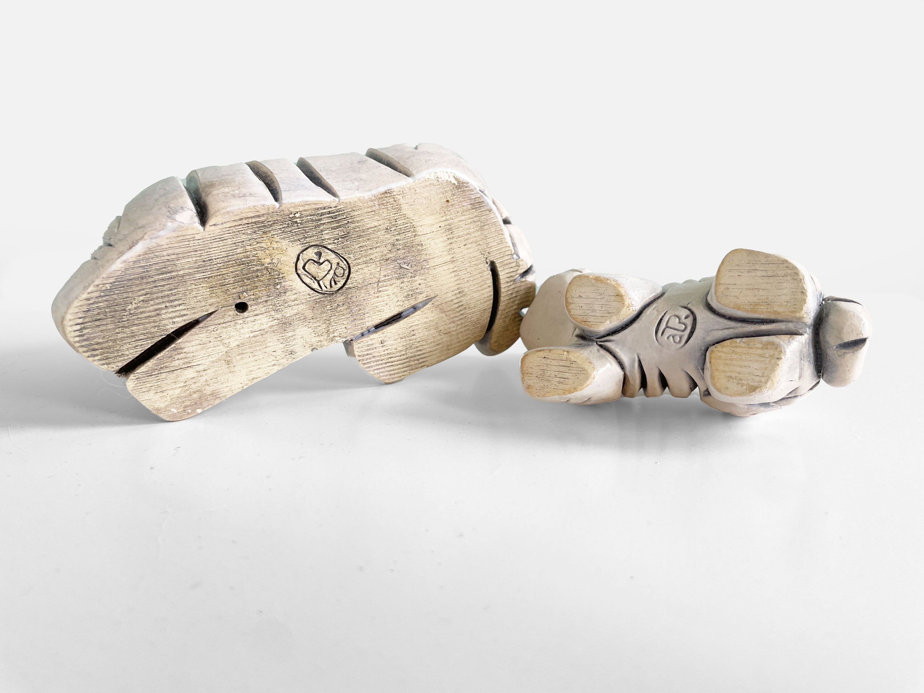 Artesania Rinconada White Tiger Cat With Baby 344 & 344A Earthenware ...