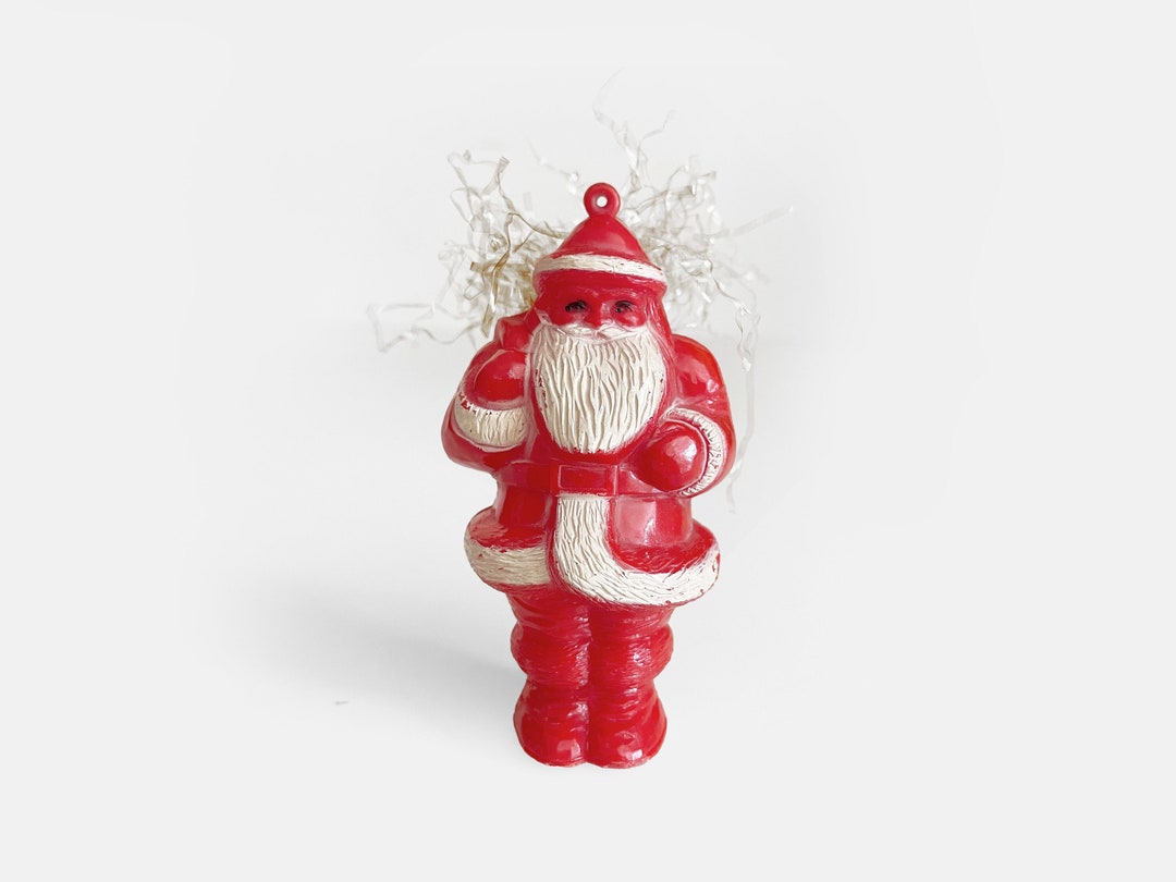 Hard Plastic Vintage Santa Claus Candy Holder Ornaments Mid-century ...