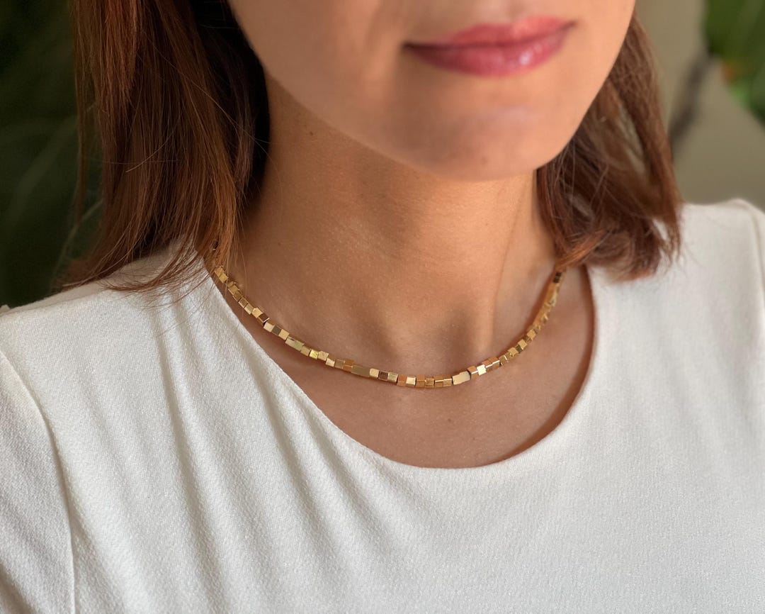 Sima Necklace Gold Plated Cubebeaded Mix and Match Necklace Gift for ...