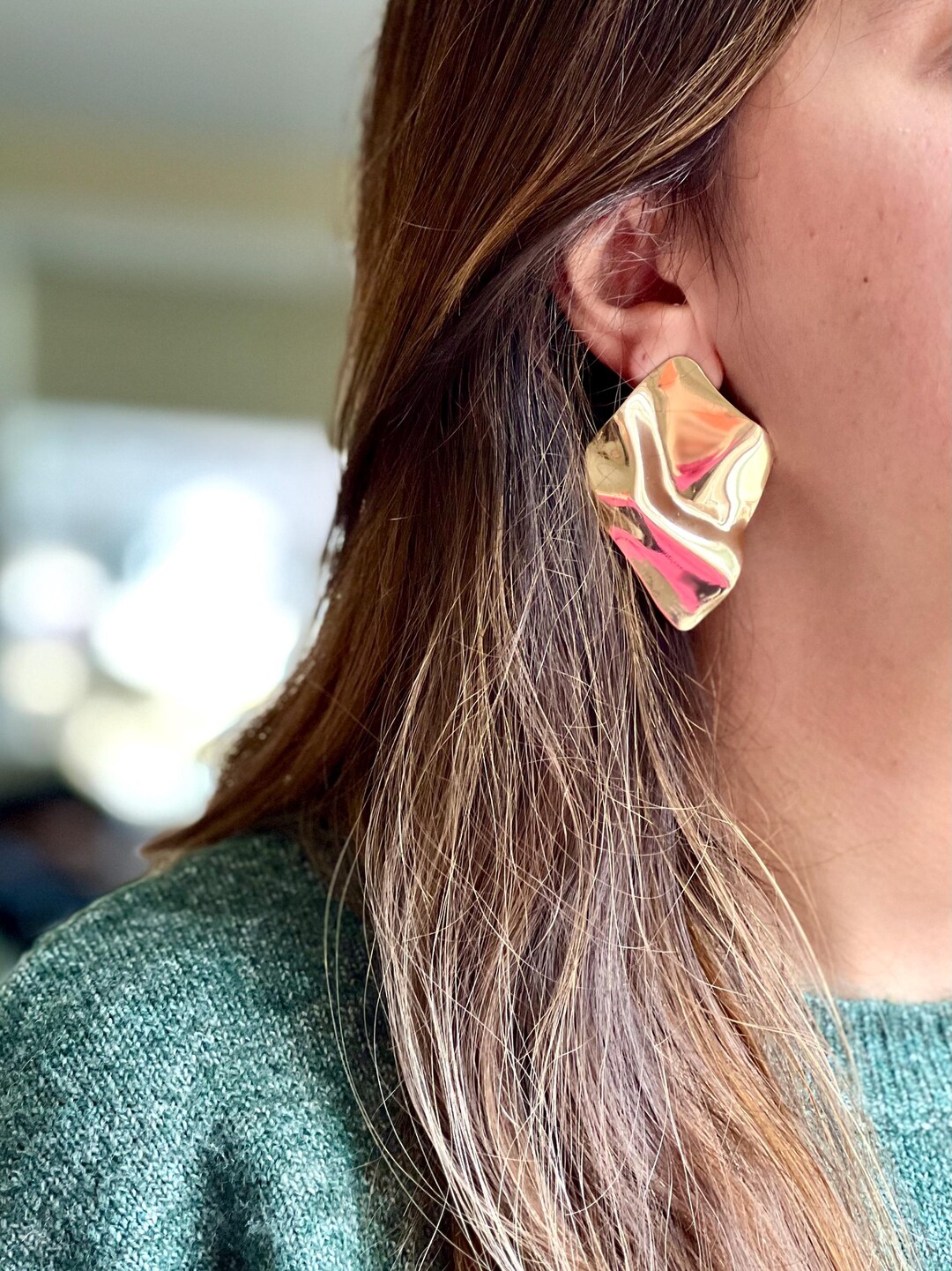 Gold Plated Oversized Creased Paper Earrings - Etsy