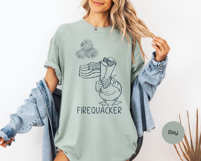 4th of July Goose Shirt, Funny July 4th Shirt, Firequacker Patriotic T ...