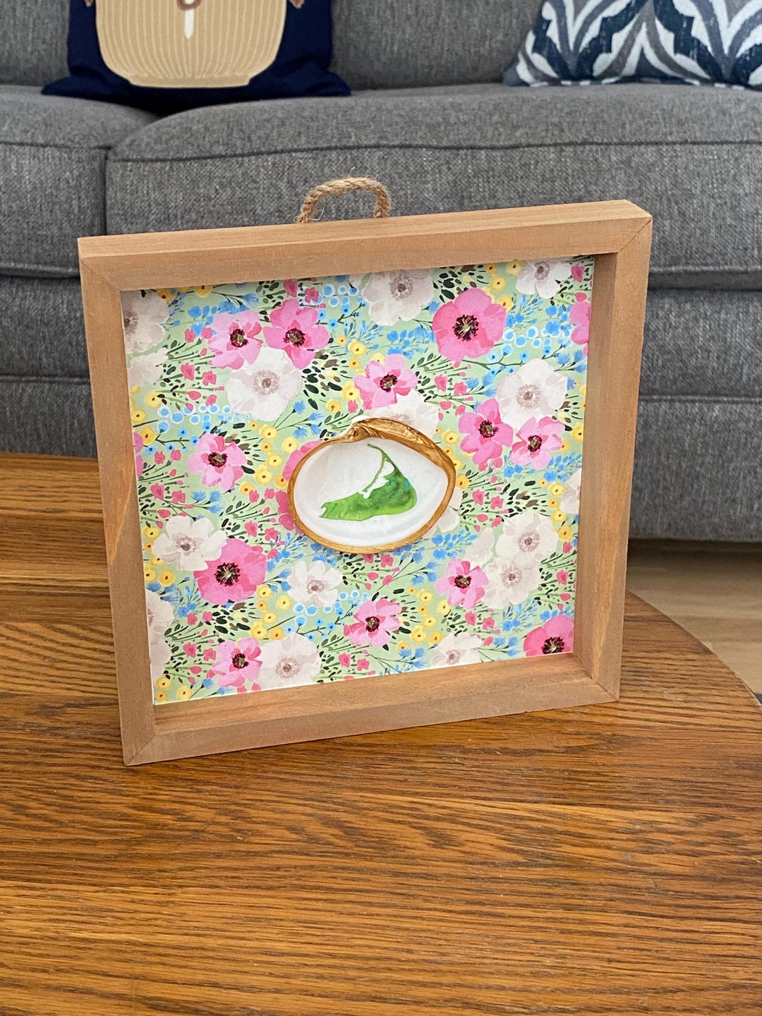 Nantucket Island Shell Shadow Box With Pink Yellow White Flower Floral ...