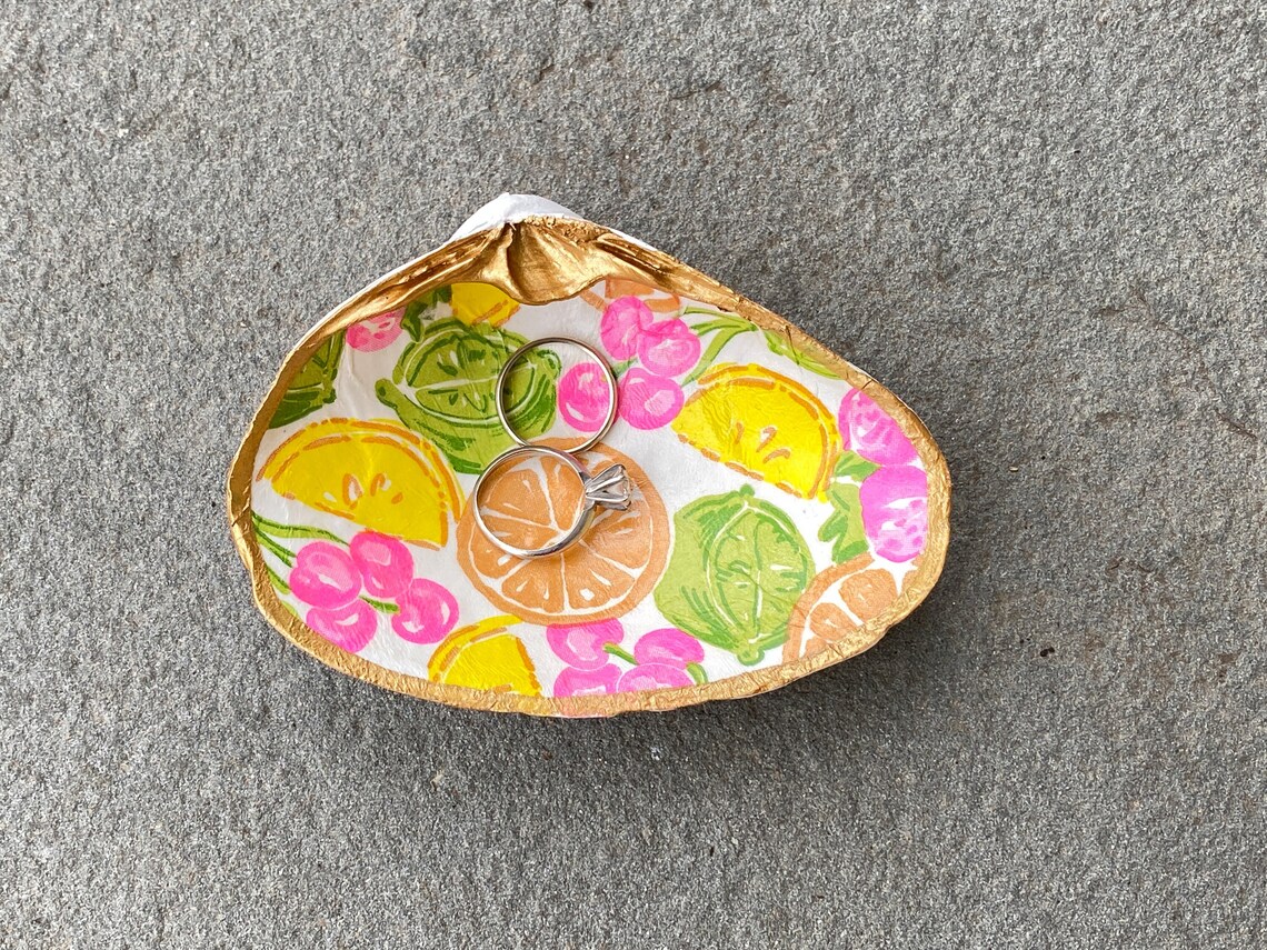 Medium Gold Rimmed Neon Citrus Cherry Lemon Tangerine Orange Lime ...