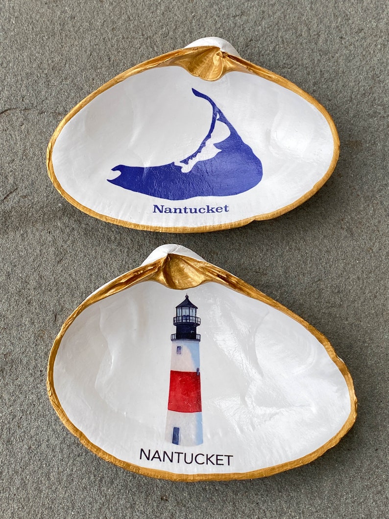 Nantucket Decoupage Clamshells - Sankaty, Hydrangea Basket, Whale ...
