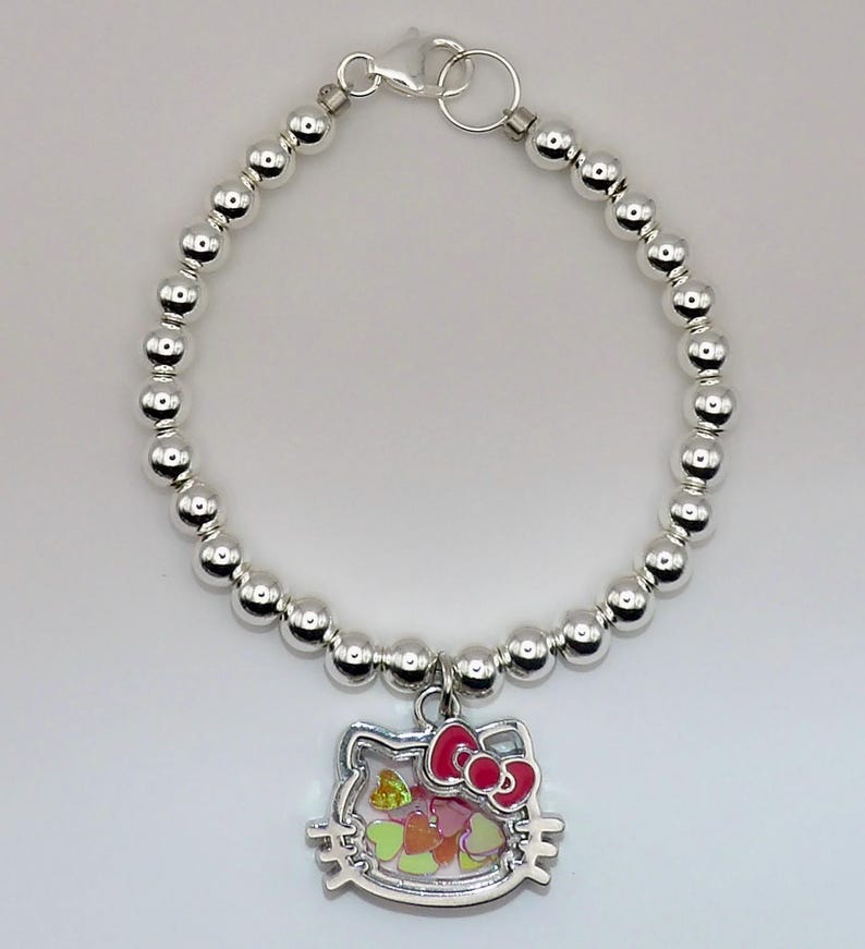 Handmade 925 Sterling Silver Hello Kitty Shaker Charm Bracelet | Smooth ...