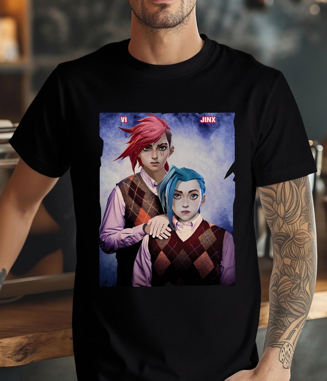 Jinx Vi Shirt, League of Legends Shirt, Trendy Anime Graphic Tee, Funny ...