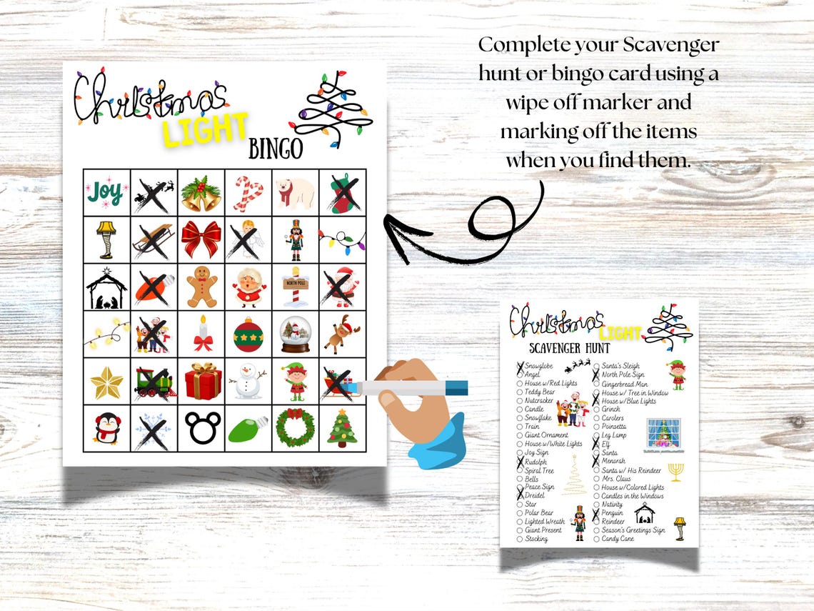 Christmas Light Bingo/scavenger Hunt - Family Game for Car Rides ...