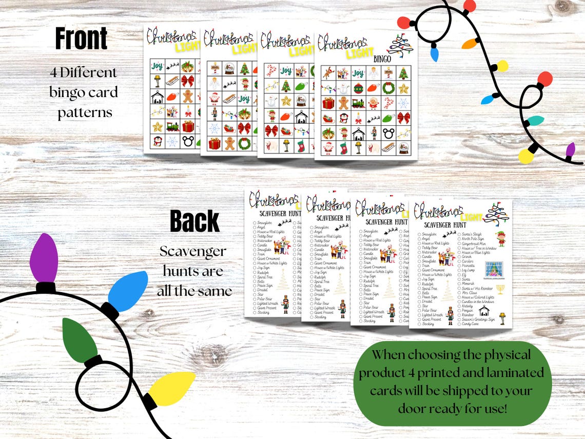 Christmas Light Bingo/scavenger Hunt - Family Game for Car Rides ...