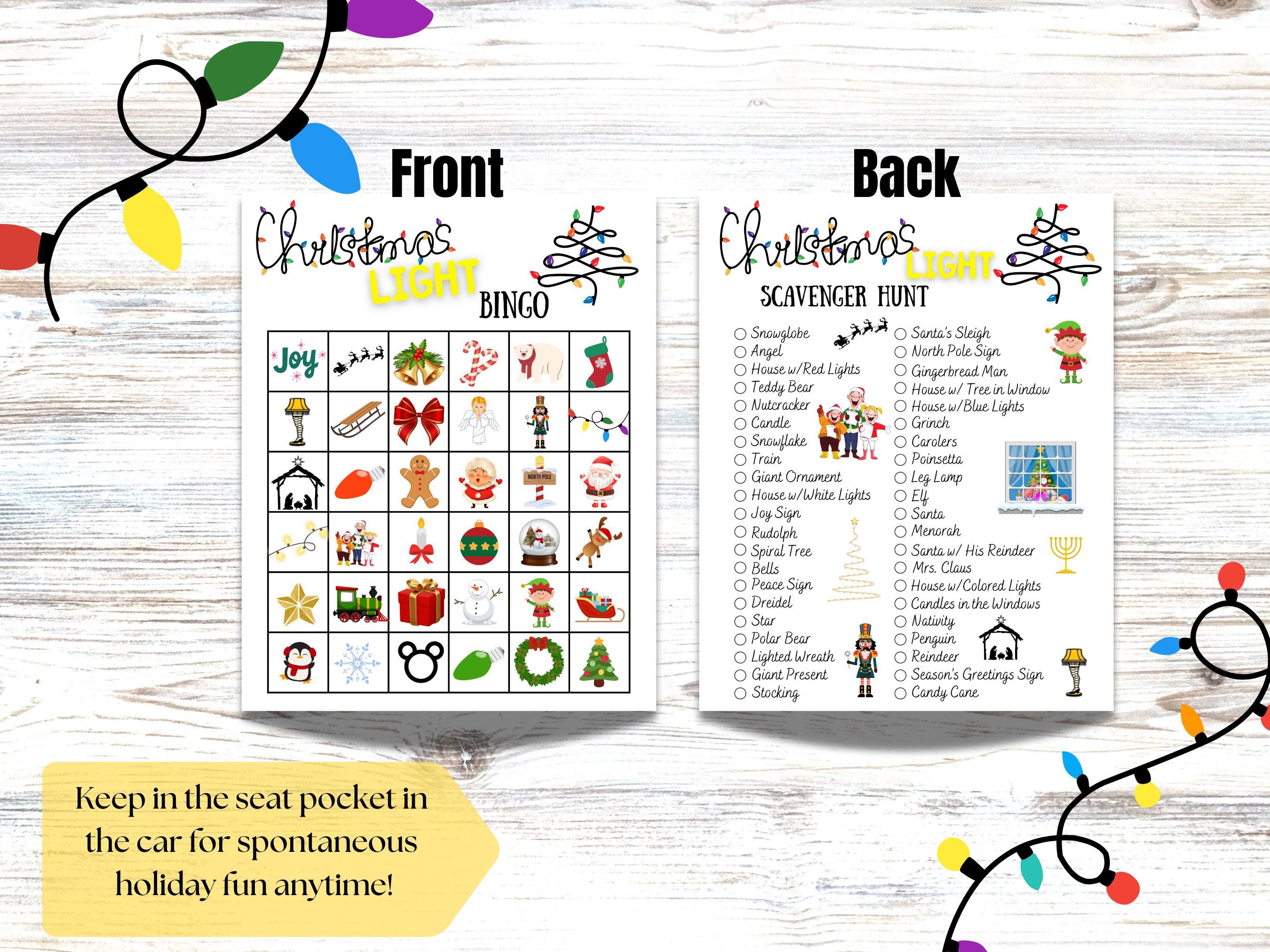 Christmas Light Bingo/scavenger Hunt - Family Game for Car Rides ...
