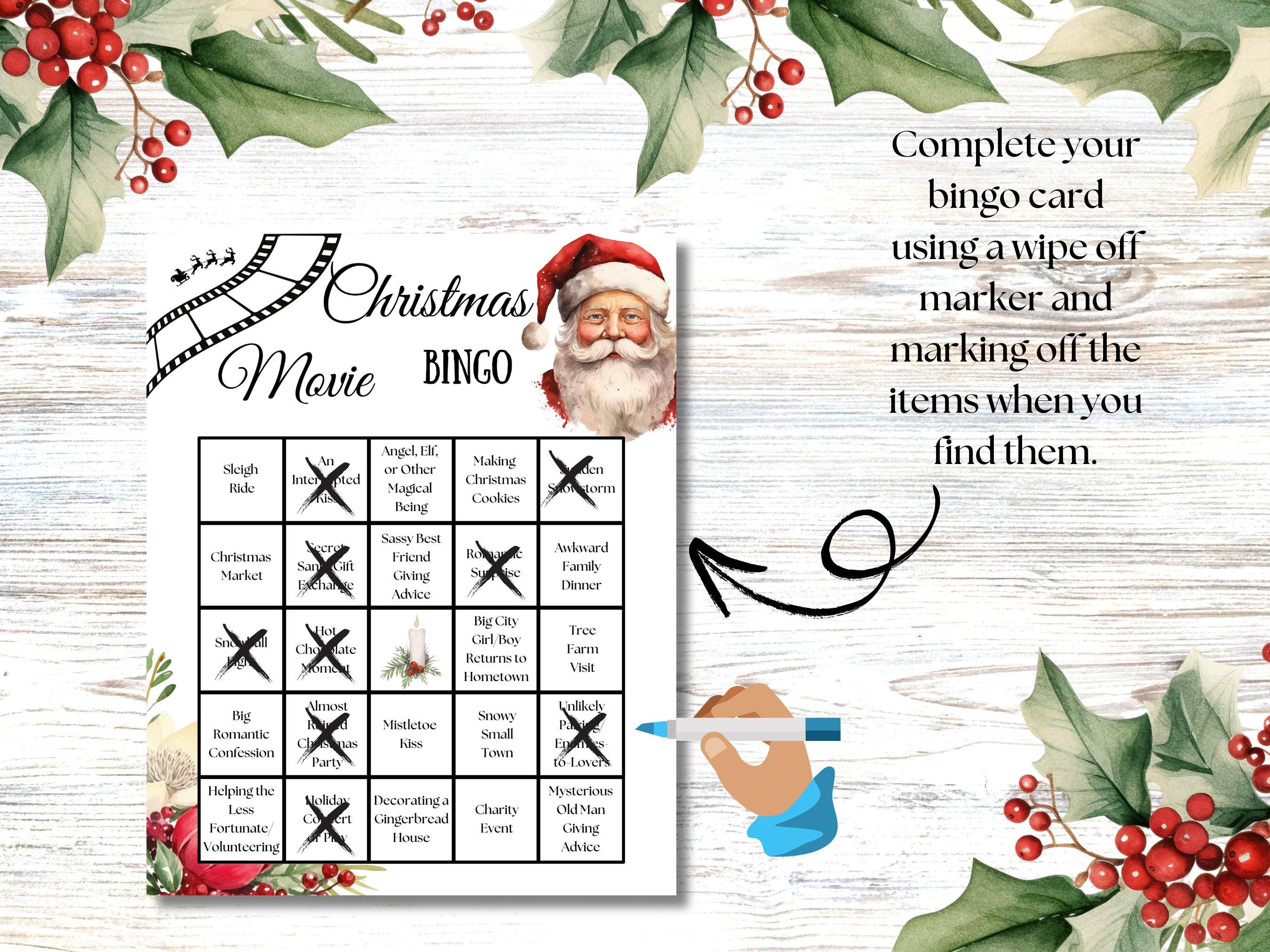 Christmas Movie Bingo Game – Fun Holiday Activity, Reusable & Laminated ...
