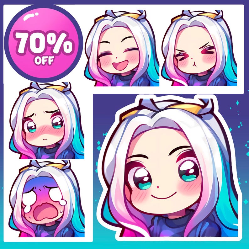 Custom Chibi Animated Vtuber Emotes: Twitch & Discord Stream Emoji Set ...