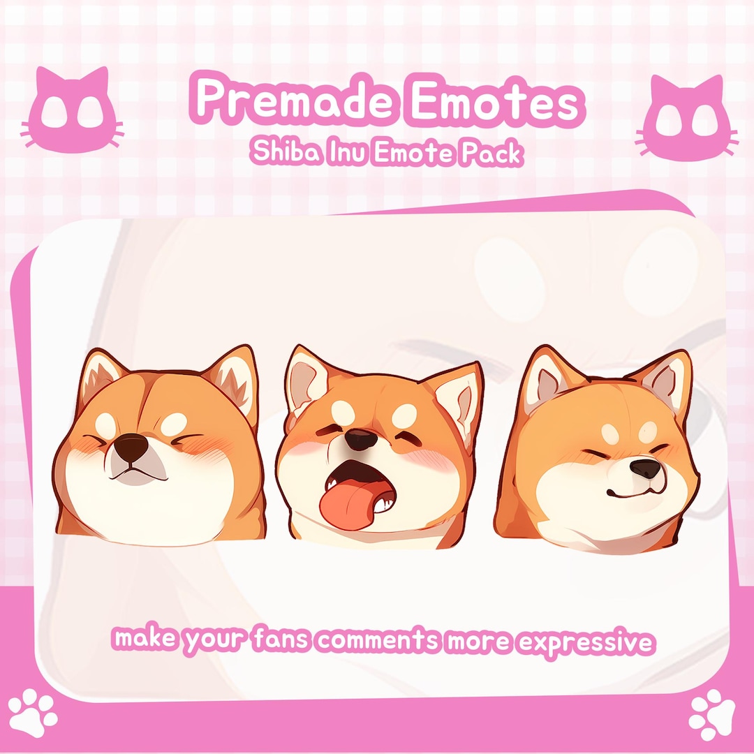Cute Shiba Inu Emote Bundle – 12 PNG Stream Emojis (instant Download ...