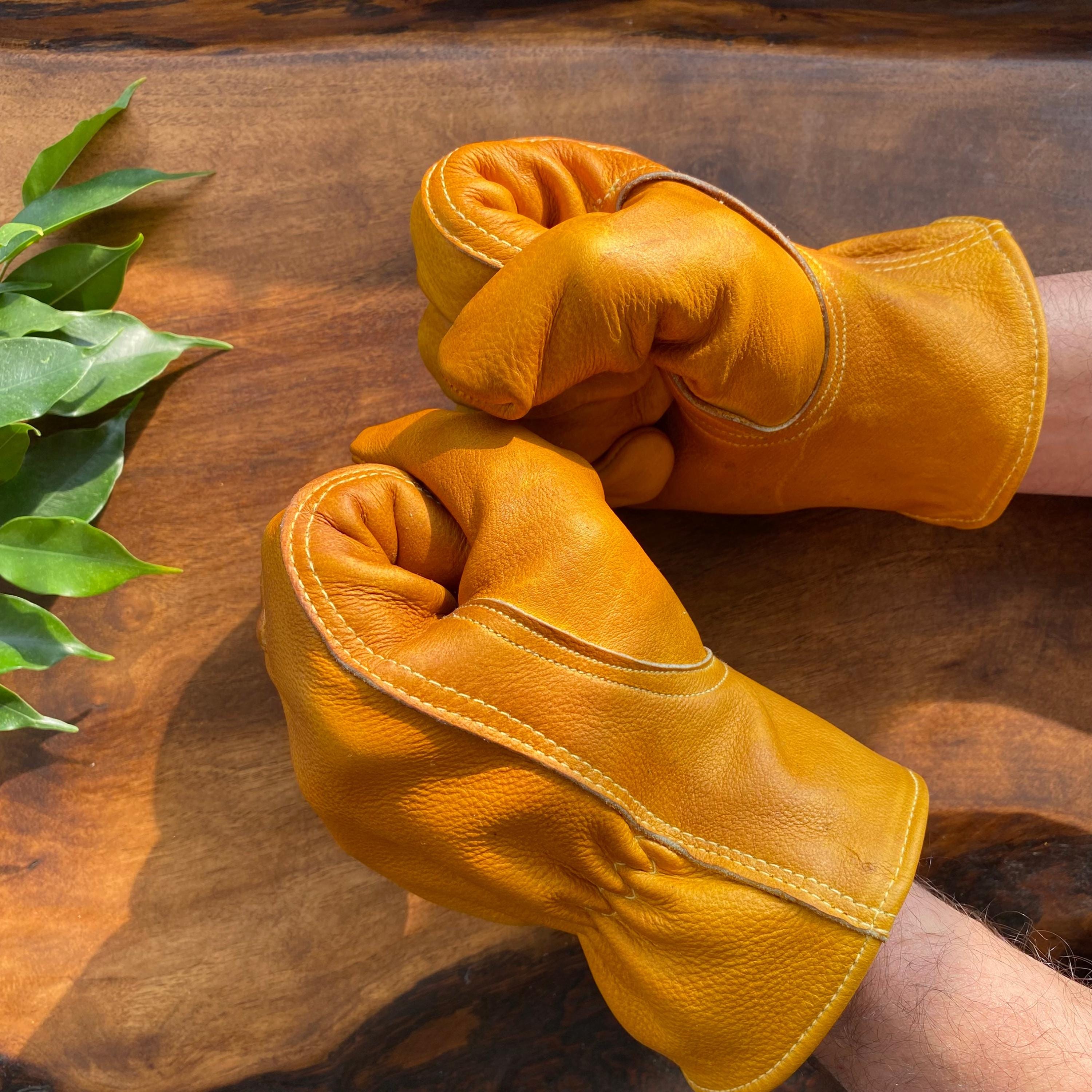 Handmade Leather Bushcraft Gloves – Waterproof Cowhide Camping ...