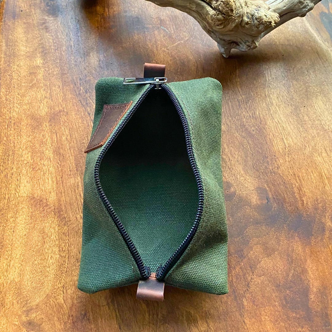 Camping Organizer Pouch – Waxed Canvas and Leather Bag - Etsy