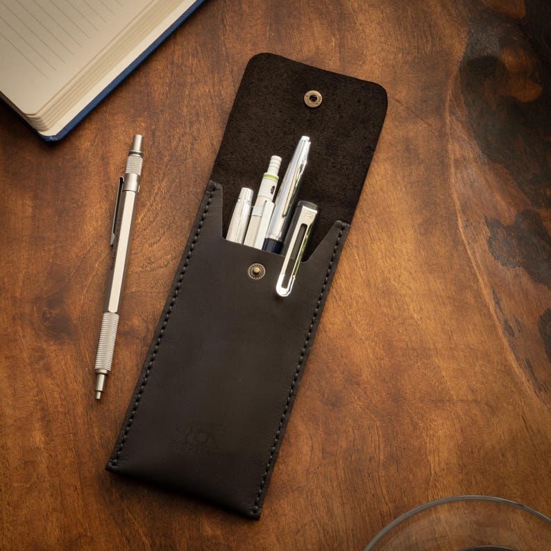 Luxury Handmade Leather Pen Stand, Classic Desk Organizer, Gift for ...
