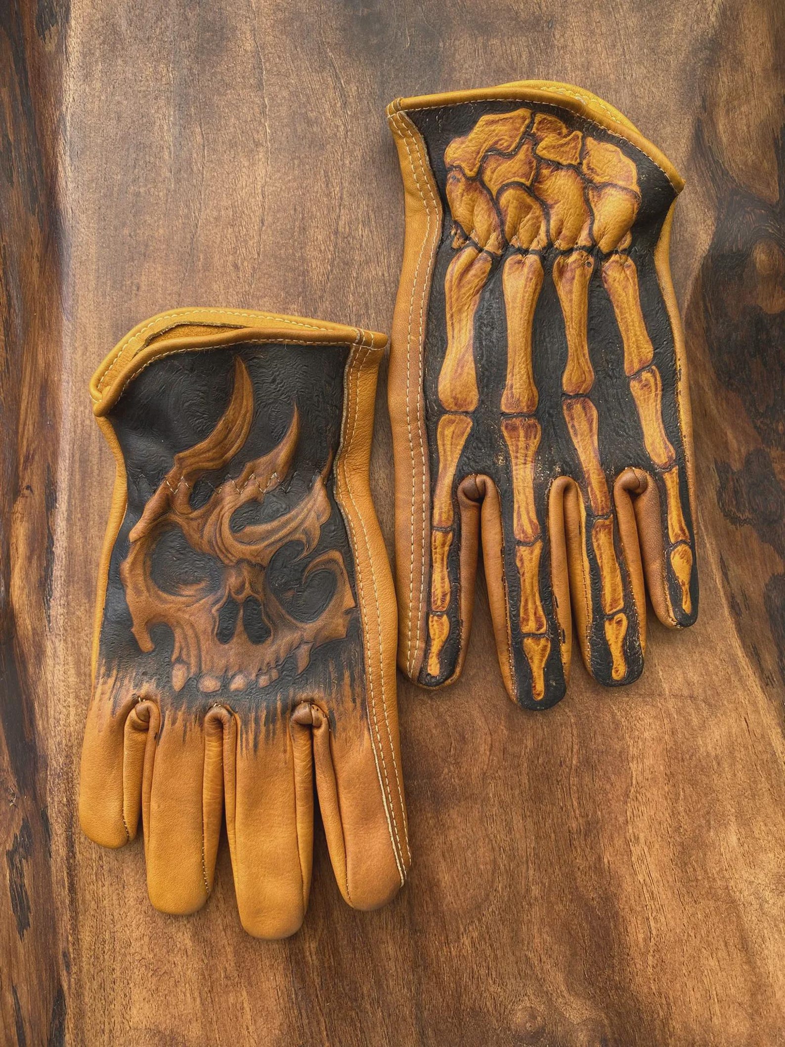 INFERNO SKELETOR Skull Motorcycle Gloves - Etsy
