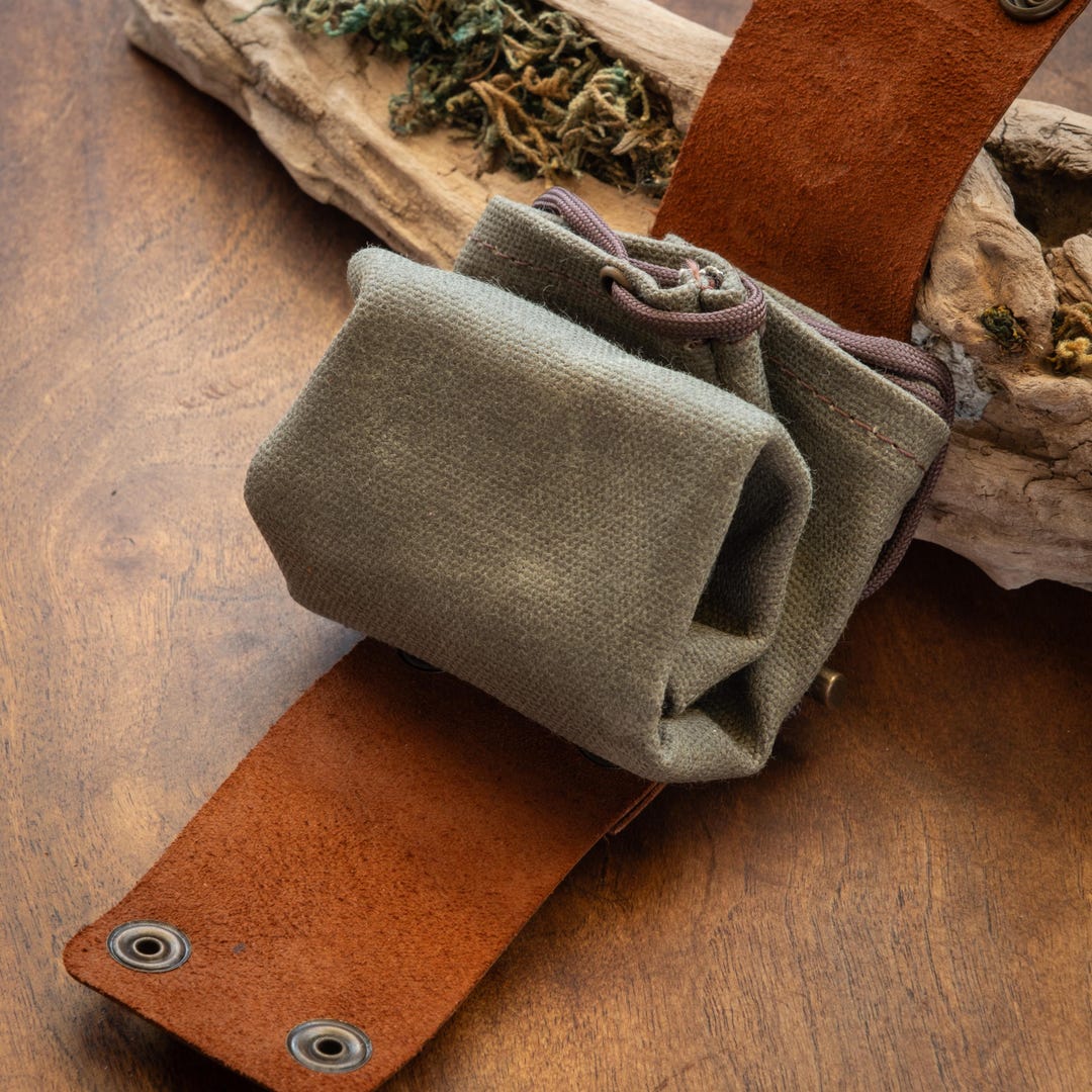 Waxed Canvas Forager Pouch – Leather Belt Bag for Hiking - Etsy