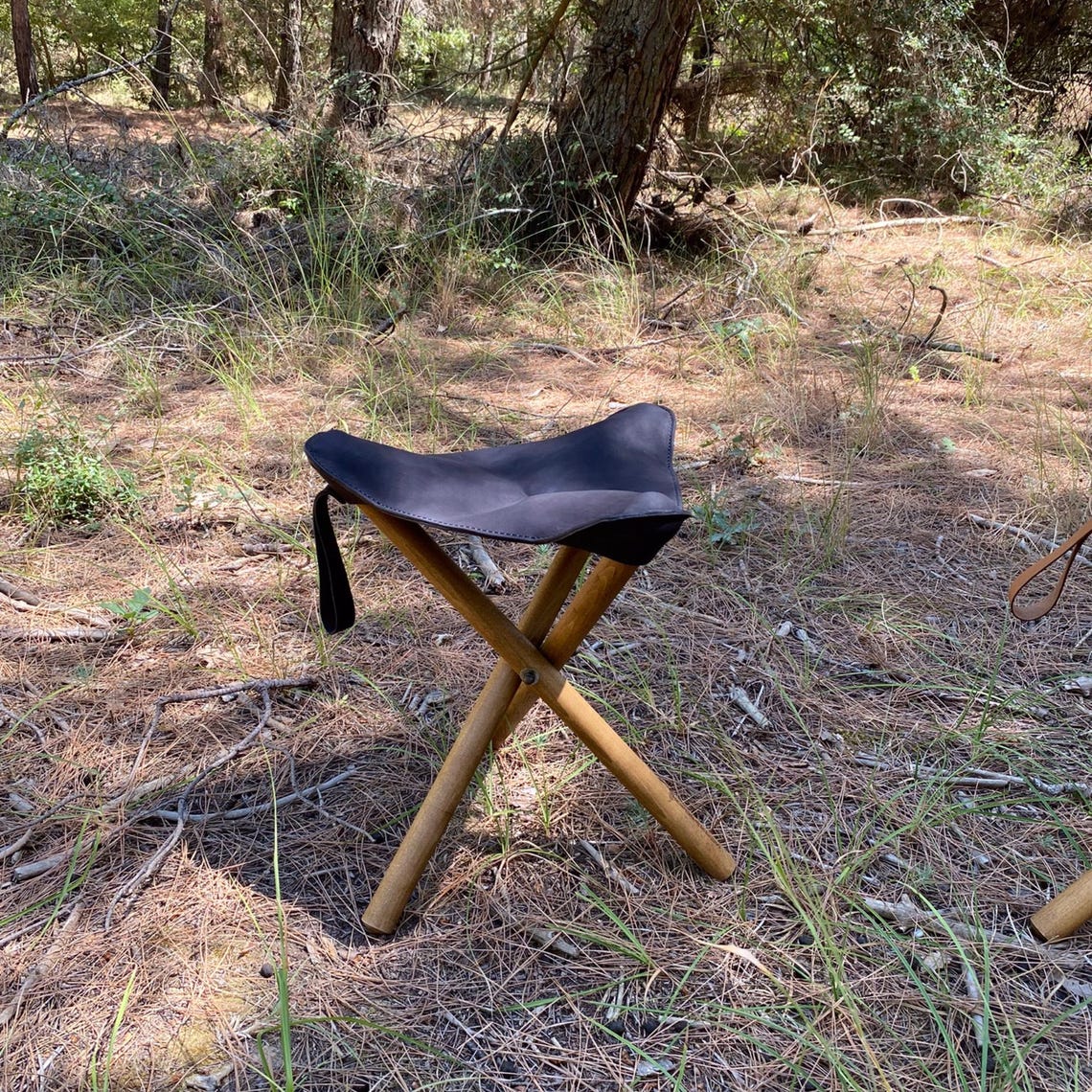 Leather Guitar Stool, Folding Musician Seat, Portable Armless, Handmade ...