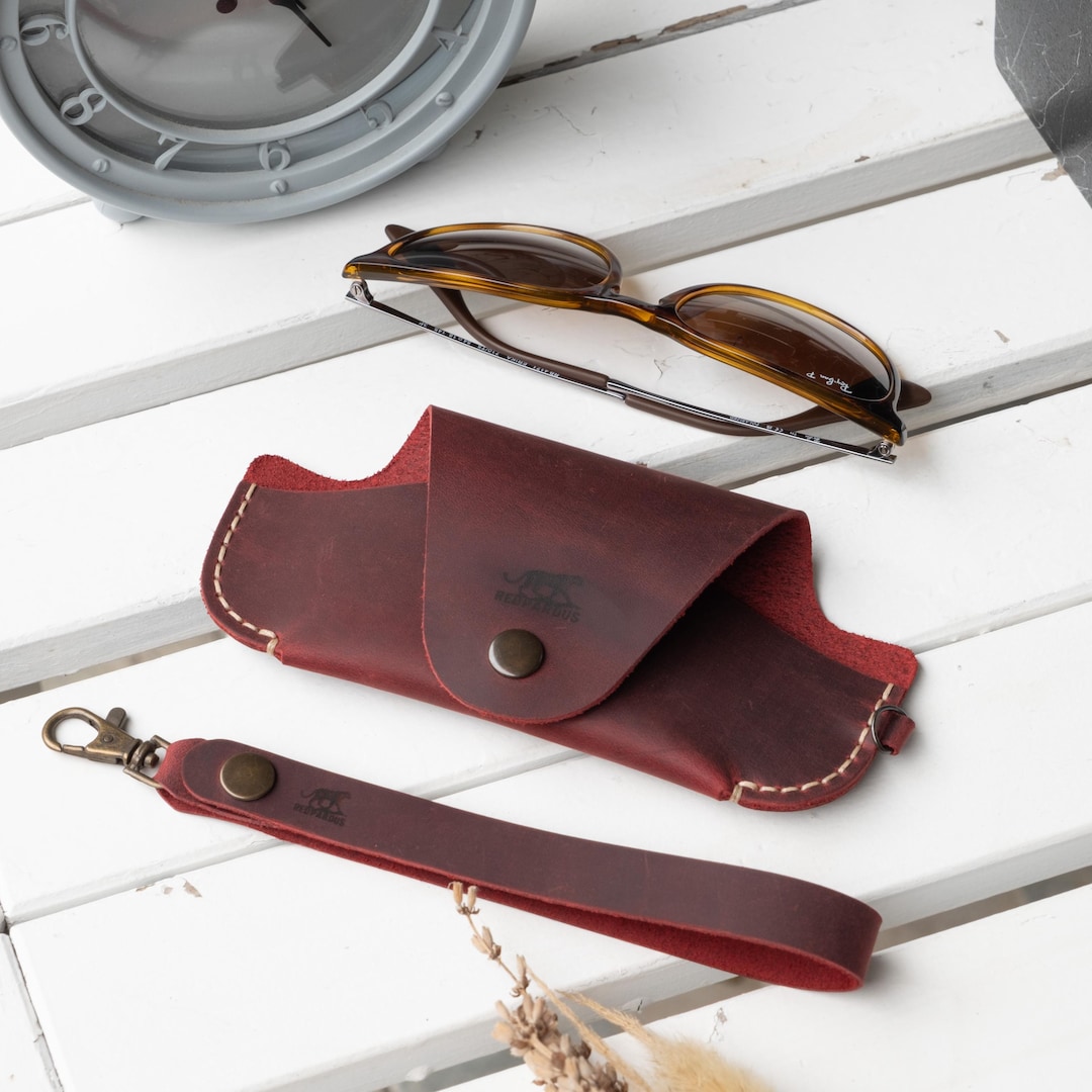 Eyeglasses Sleeve Genuine Leather Sunglasses Case With Handle Easy to ...