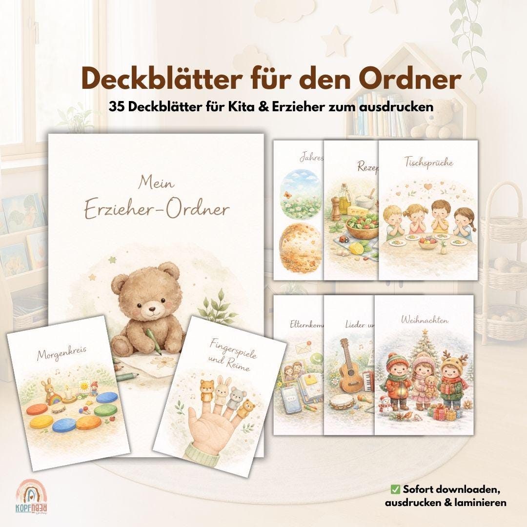Kindergarten Binder | 35 Cover Sheets | Printable Templates for ...