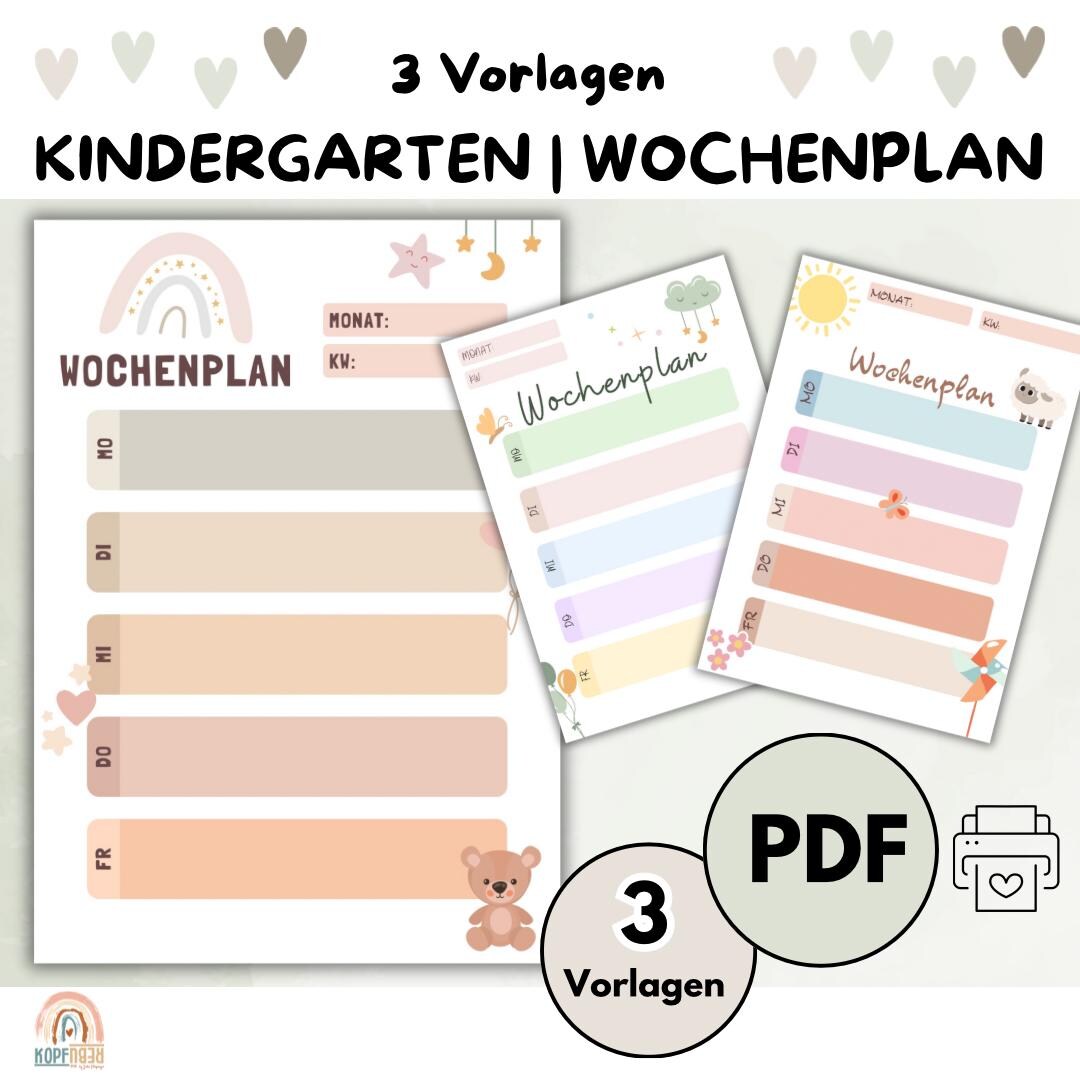 Kindergarten Weekly Schedule for Educators | 3 Copies - Etsy