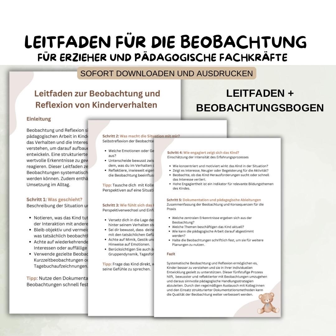 Kindergarten Observation Guidelines + Observation Sheet | PDF Template ...